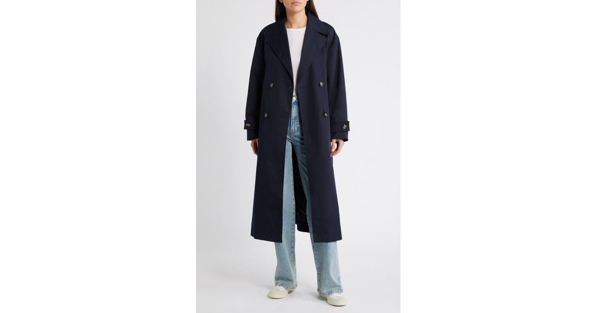Mango Angela Water Repellent Trench Coat in Blue | Lyst
