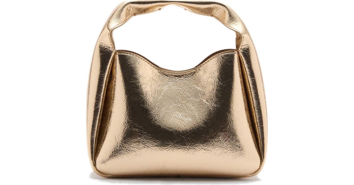 Mango Metallic Faux Leather Handbag in Natural | Lyst