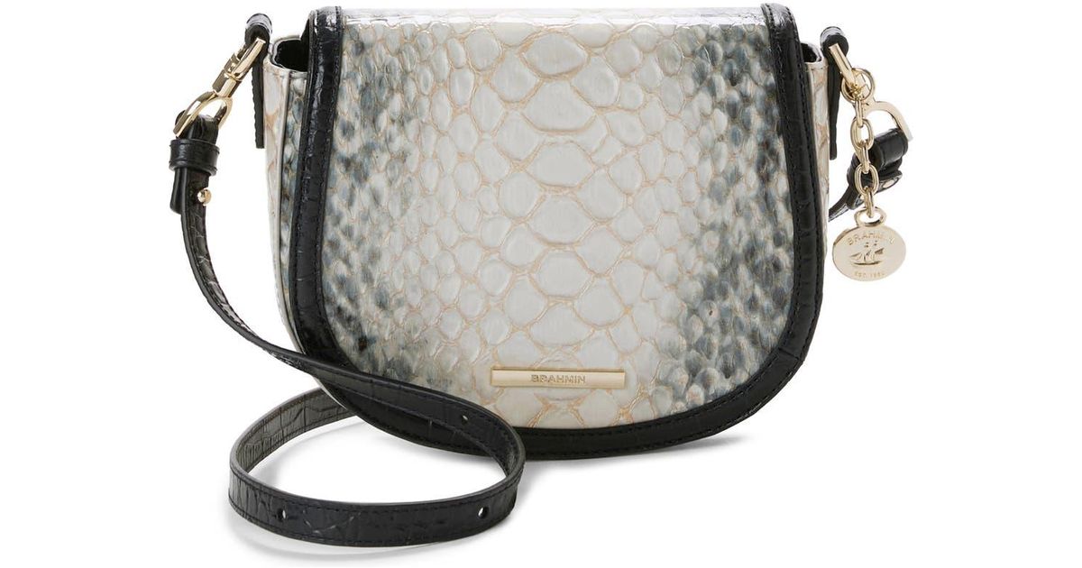 Brahmin Briar Croc Embossed Leather Crossbody Bag in Gray | Lyst
