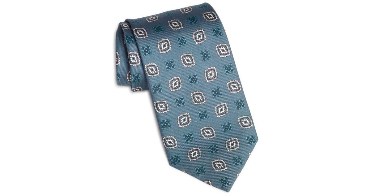 Brioni Mixed Medallion Print Silk Tie in Blue for Men | Lyst