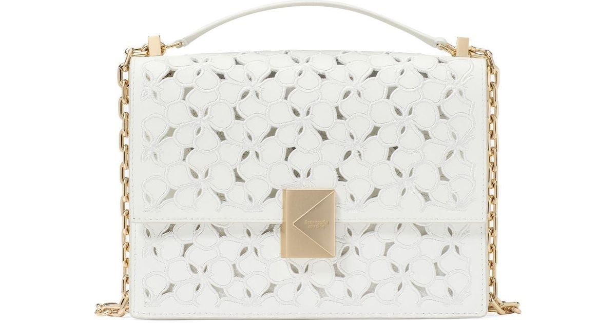 Kate Spade Deco Eyelet Leather Convertible Crossbody Bag in White | Lyst