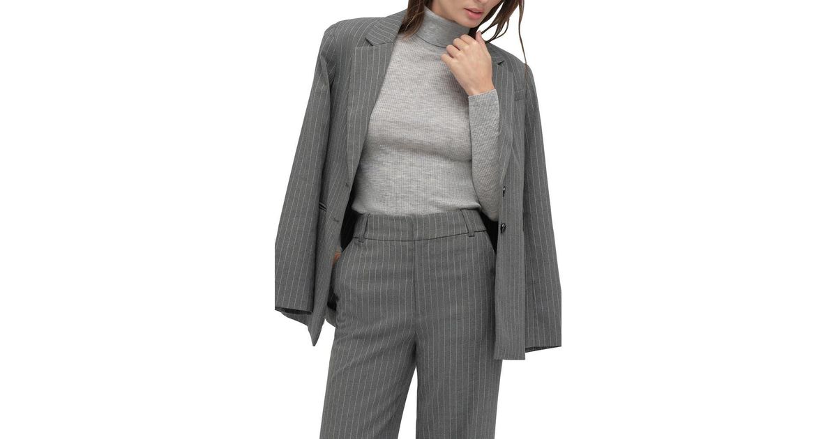 FAVORITE DAUGHTER The Alexis Pinstripe Longline Blazer in Gray | Lyst