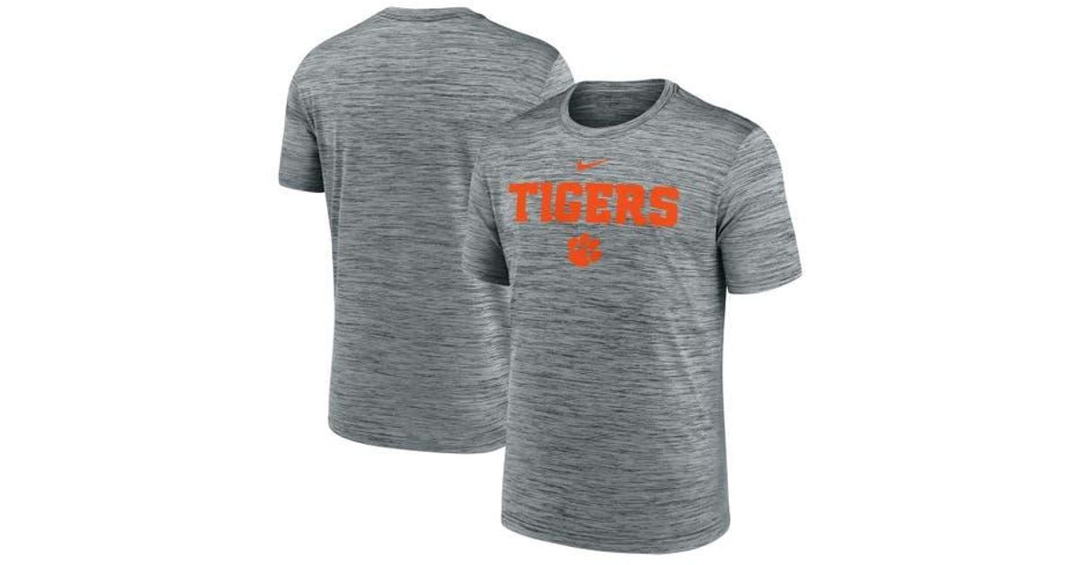 Nike Clemson Tigers 2025 Sideline Velocity Performance T-Shirt in Gray ...