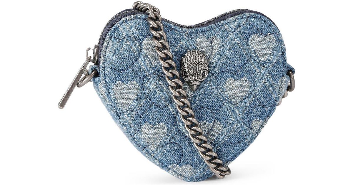 Kurt Geiger Micro Heart Quilted Denim Crossbody Bag in Blue | Lyst