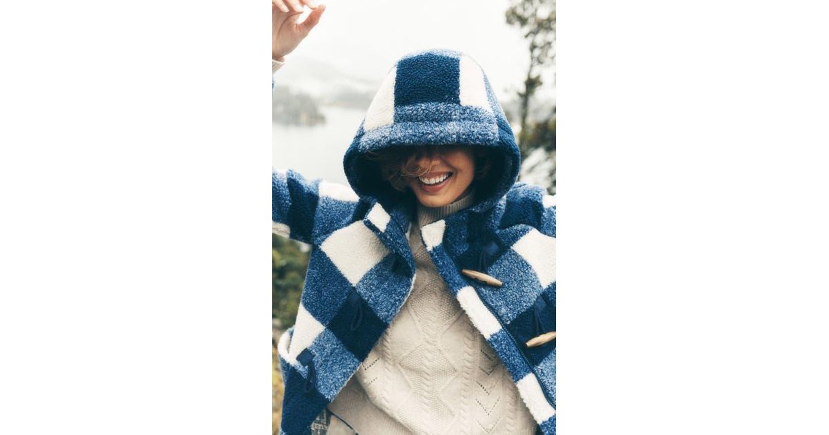 Boden High Pile Fleece Duffle Coat in Blue | Lyst