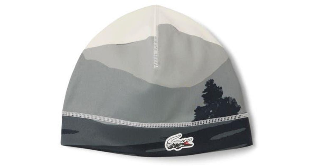 Lacoste Landscape Print Polar Fleece Beanie in Gray for Men | Lyst