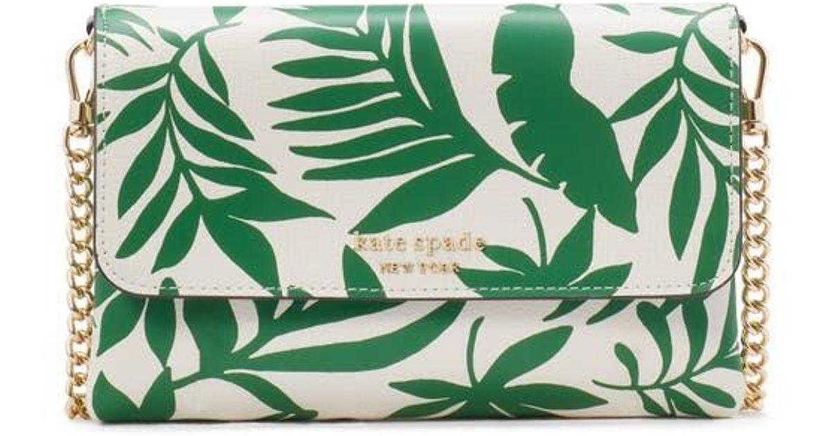 Kate Spade Carlyle Print Leather Wallet On A Chain in Green | Lyst