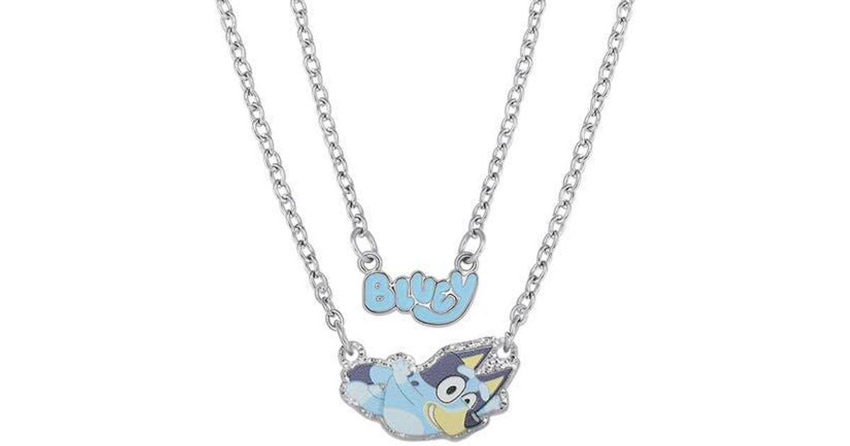 Bluey Double Layer Pendant Necklace With Nameplate And Character Charm ...