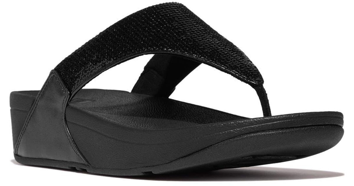 Fitflop Lulu Sequin Flip Flop in Black | Lyst