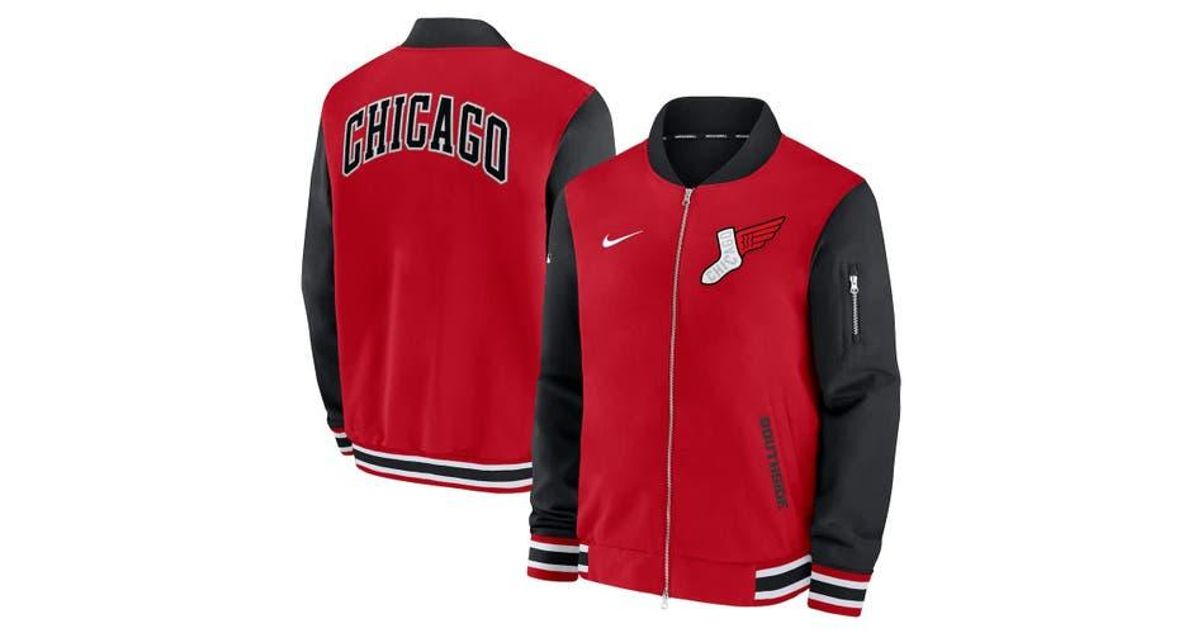 Nike Chicago Sox 2025 City Connect Authentic Collection Full-Zip Bomber Jacket in Red for Men | Lyst