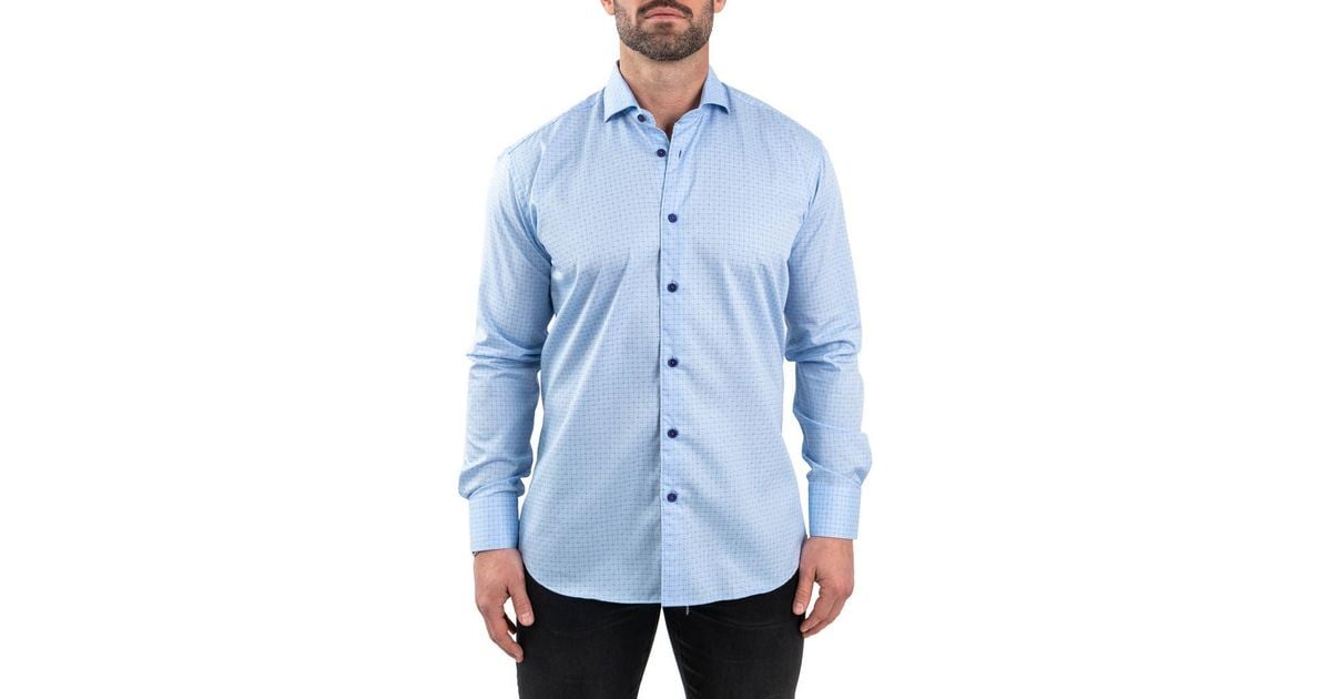 Maceoo Einstein Jacqpointsquare Button-Up Shirt in Blue for Men | Lyst