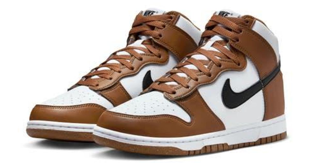 Nike Dunk Hi Basketball Sneaker in Brown | Lyst