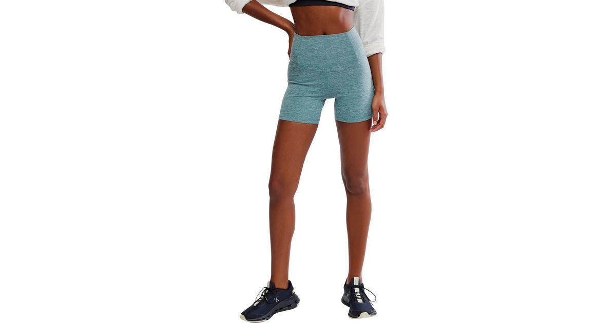 Free People Fp Movement Never Better Heathered Bike Shorts in Blue | Lyst