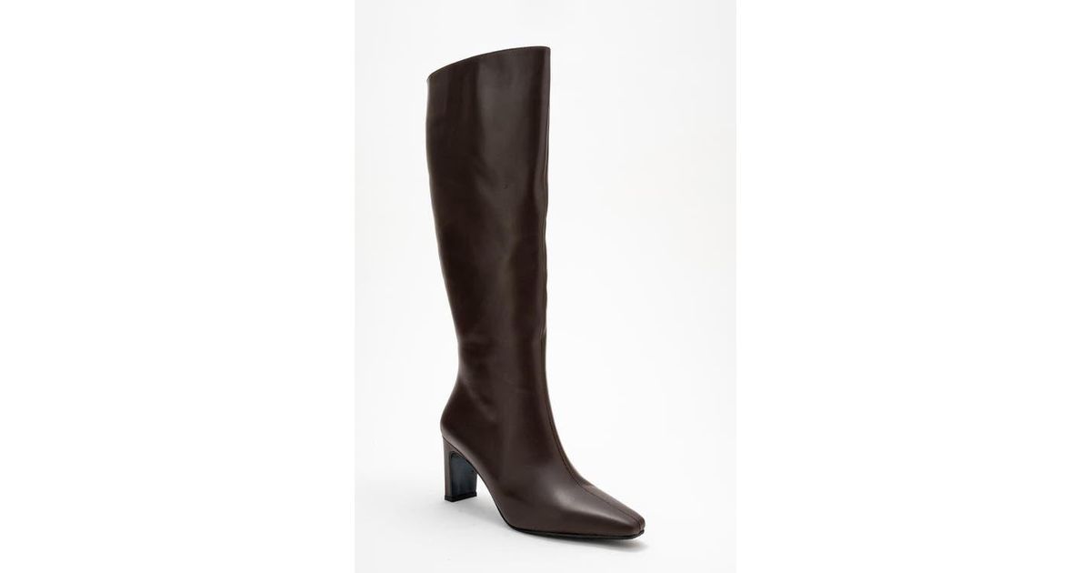 Forever & Always Shoes Velencia Leather Knee High Boot in Brown | Lyst