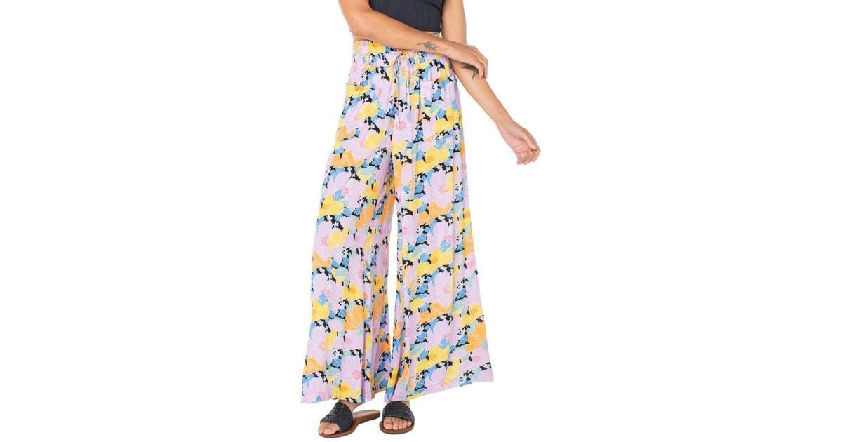 Roxy Synset Daze Floral Wide Leg Pants in White | Lyst