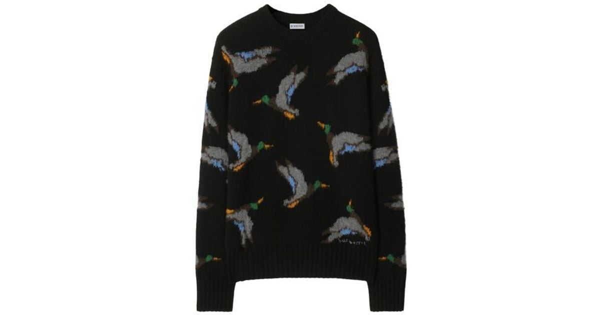 Burberry Duck Wool Sweater in Black for Men | Lyst