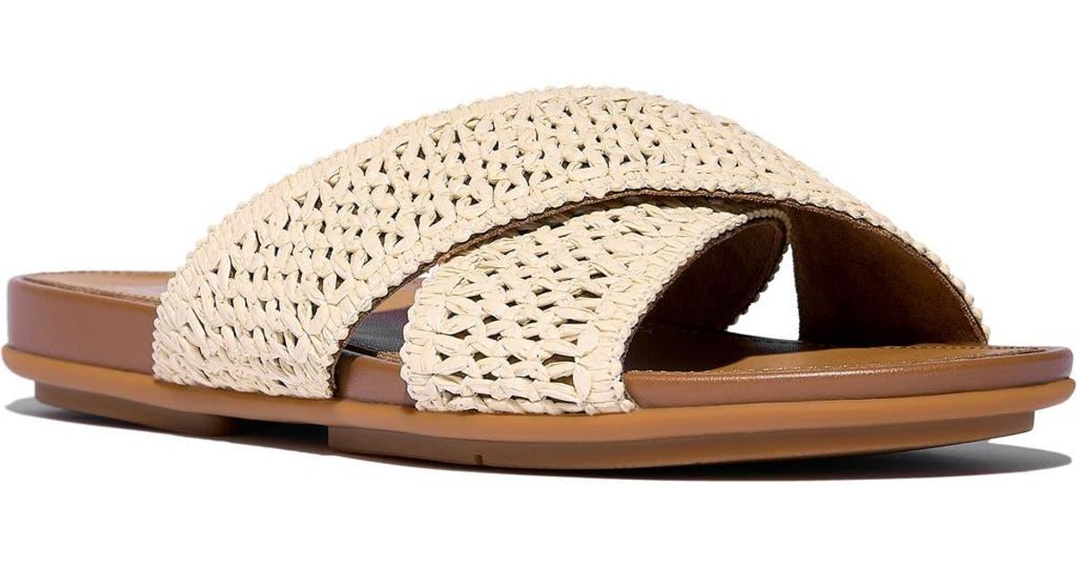 Fitflop Gracie Woven Slide Sandal in Brown | Lyst