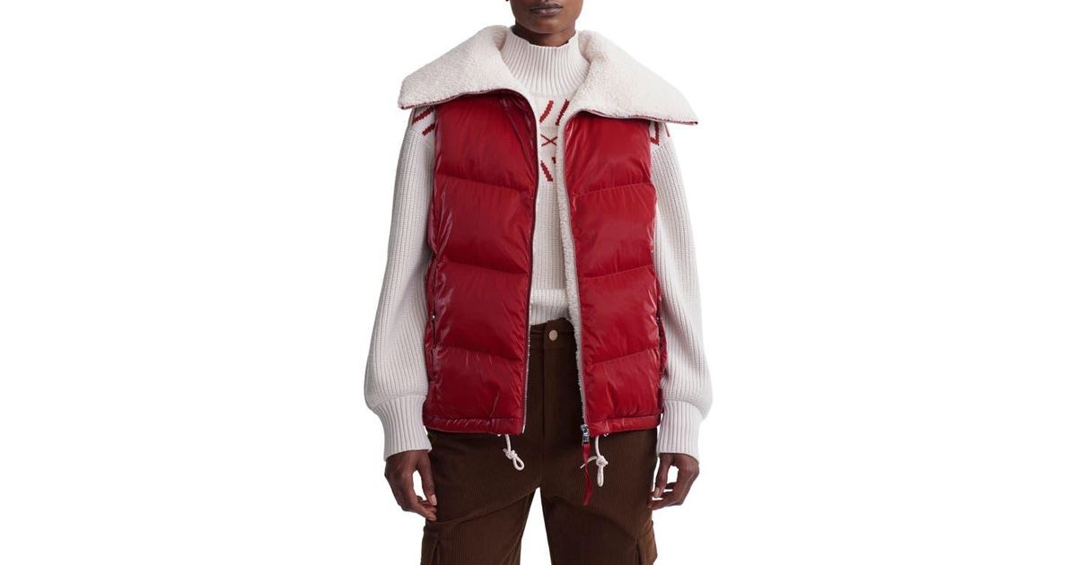 Varley Brock Fleece Lined Puffer Vest in Red | Lyst