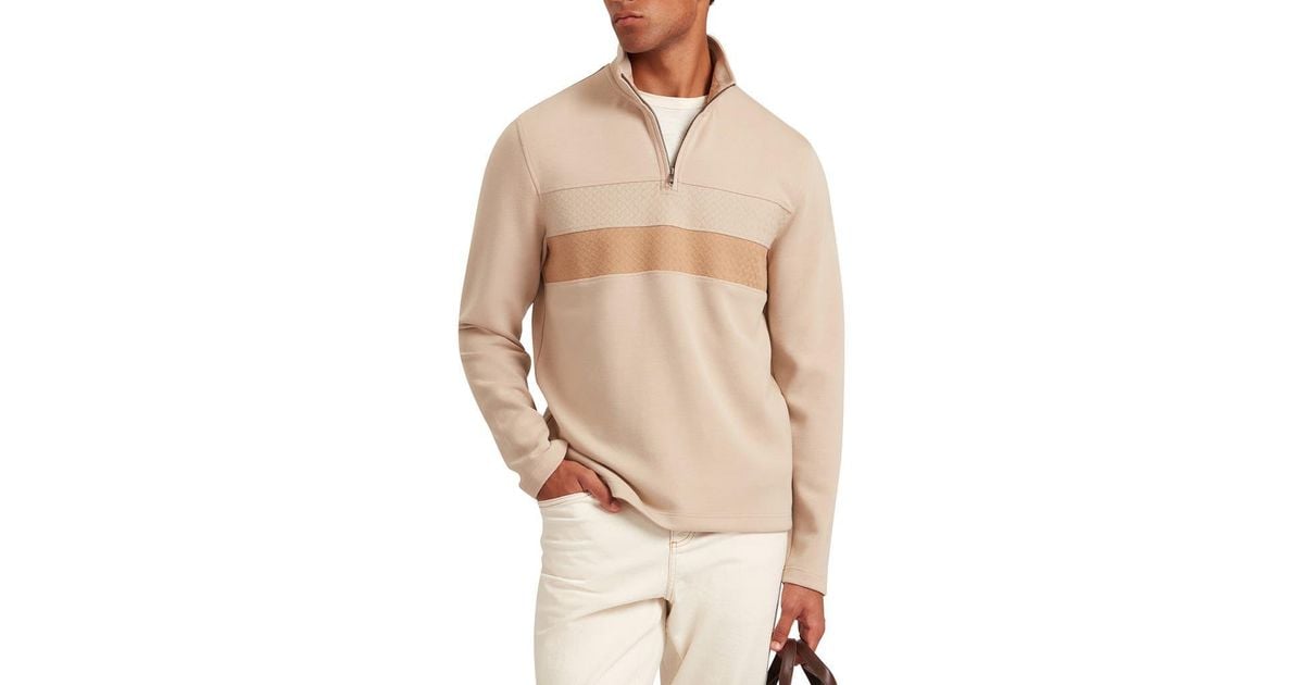Ted Baker Viktoro Chest Stripe Quarter Zip Pullover in Natural for Men ...