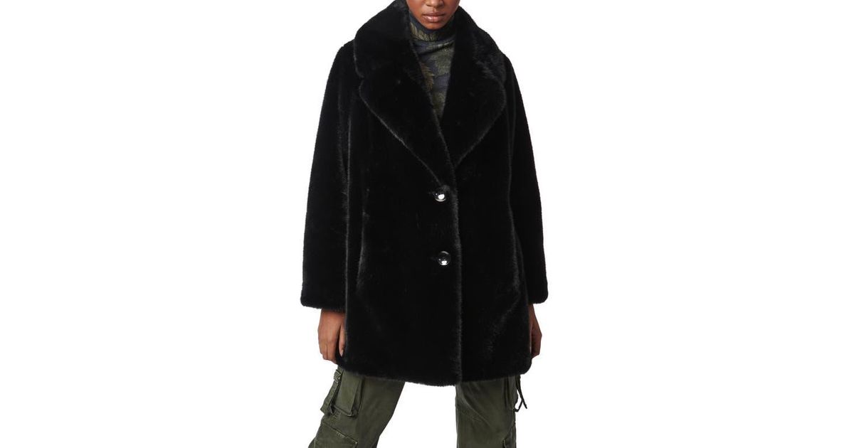 Bernardo The Sally Faux Fur Coat in Black | Lyst