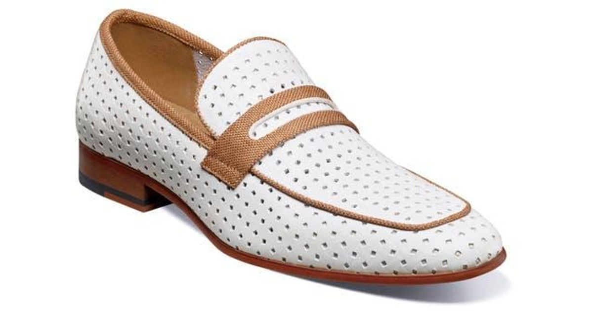 Stacy Adams Winstead Saddle Penny Loafer in White for Men | Lyst