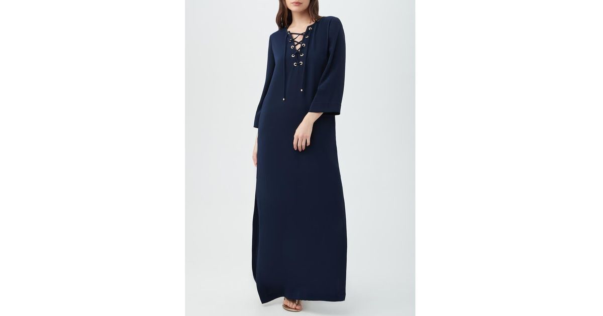 Trina Turk Catamaran Printed Lace Up Dress in Blue | Lyst