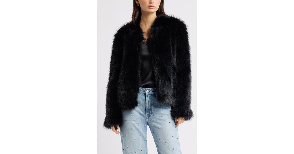 Open Edit Faux Fur Jacket in Black | Lyst
