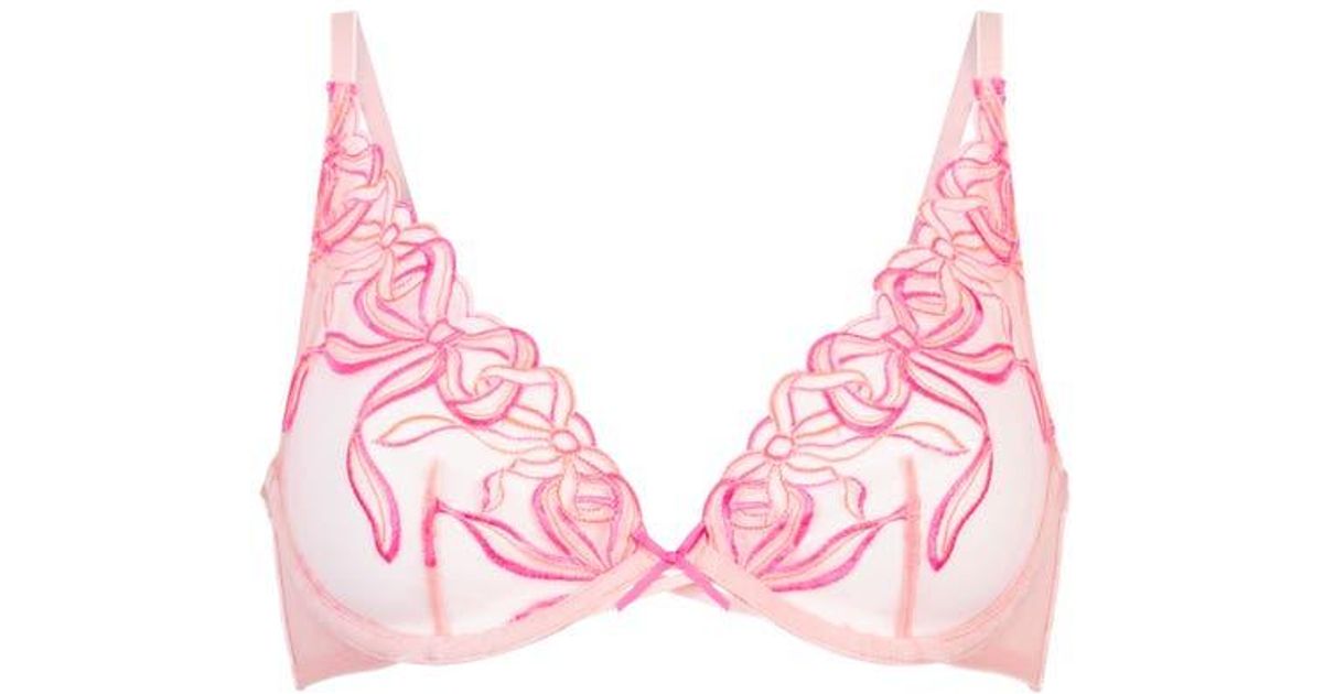 Hunkemöller Beau Up Embroidered Underwire Bra in Pink | Lyst