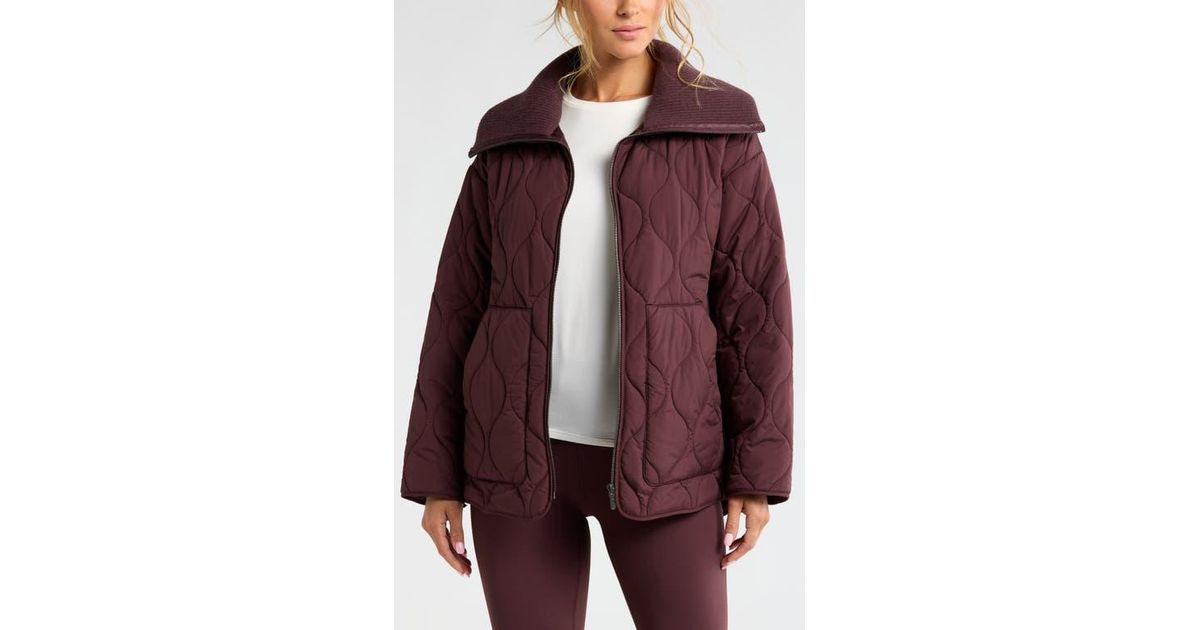 Zella Onion Quilted Jacket in Red | Lyst