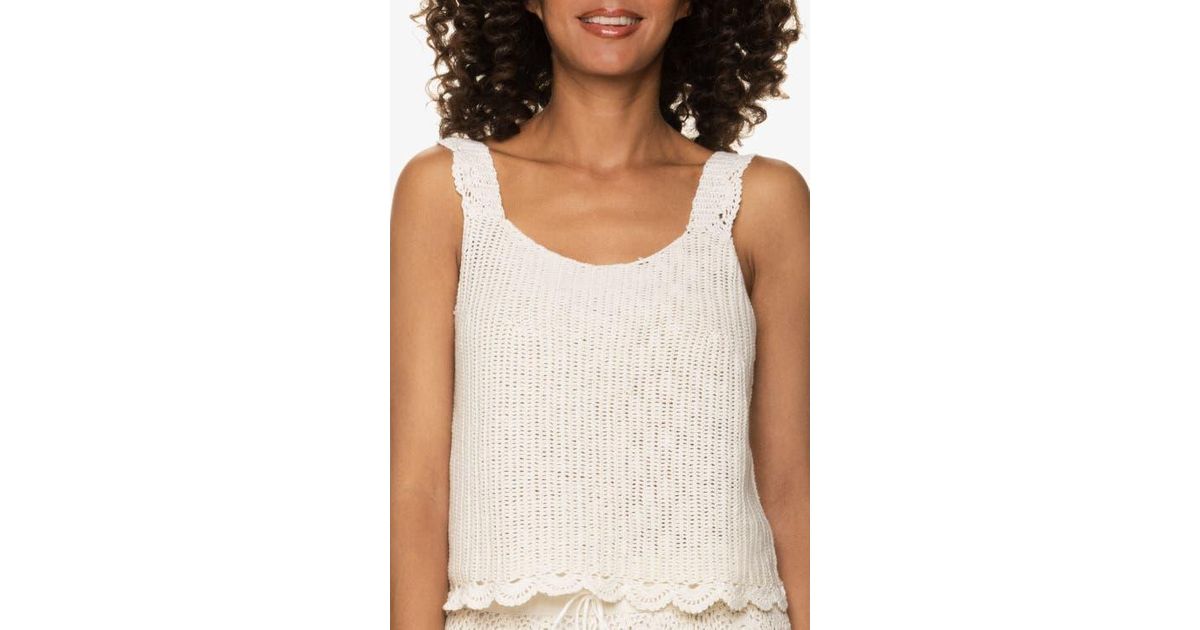 Helen Jon Scallop Crochet Tank in White | Lyst