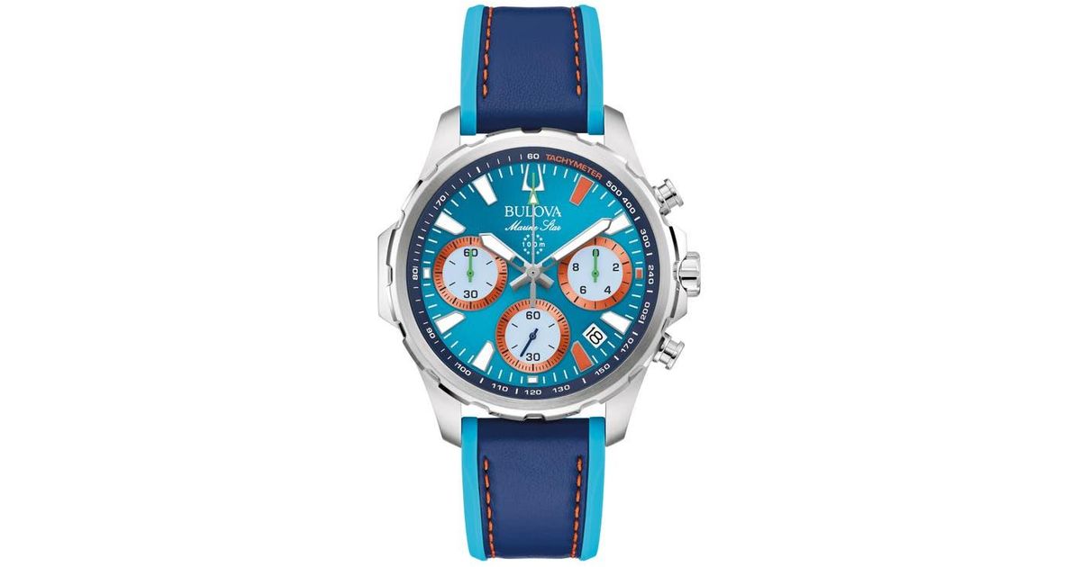 Bulova Team Miami E1 Racing Marine Star Rubber Strap Watch, 43Mm in ...