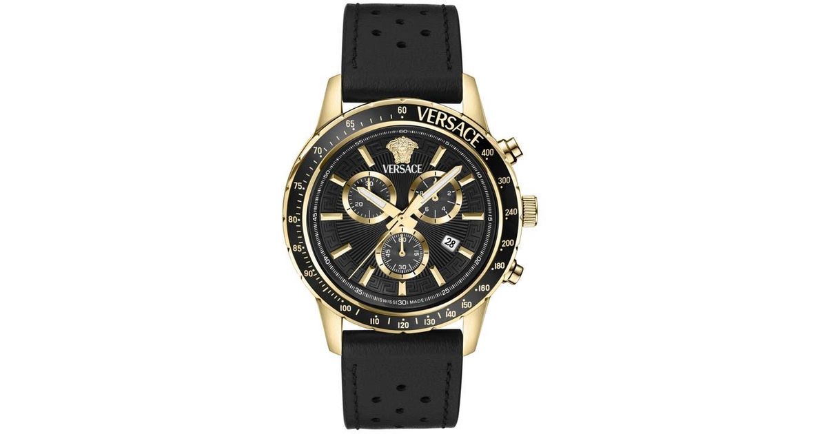 Versace Sport Chronograph Silicone Strap Watch, 44Mm in Black for Men ...
