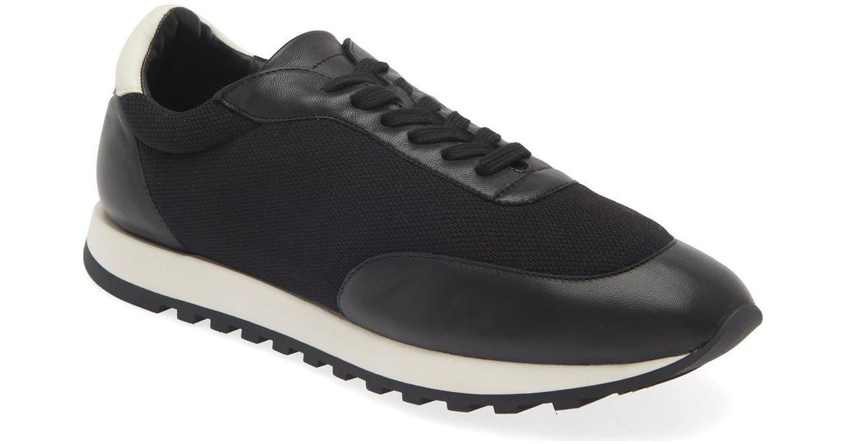 The Row Owen Leather & Mesh Sneaker in Black | Lyst
