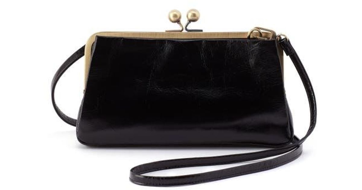 Hobo International Lauren Leather Frame Clutch in Black | Lyst