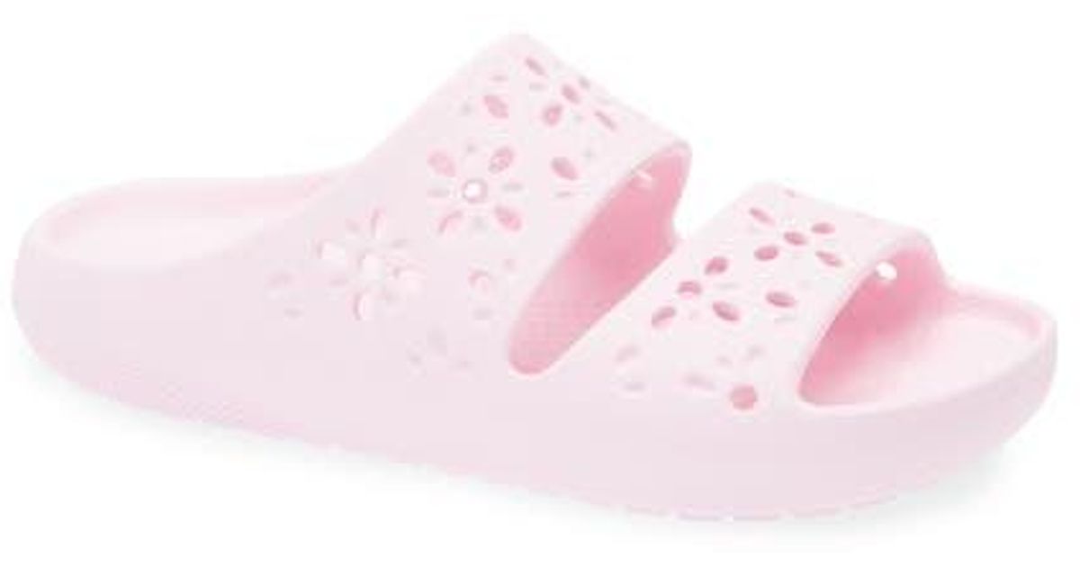 Crocs™ Classic Floral Cutout Slide Sandal in Pink | Lyst