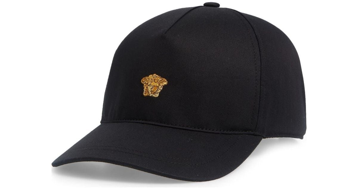Versace Medusa Embroidered Cotton Drill Adjustable Baseball Cap in ...