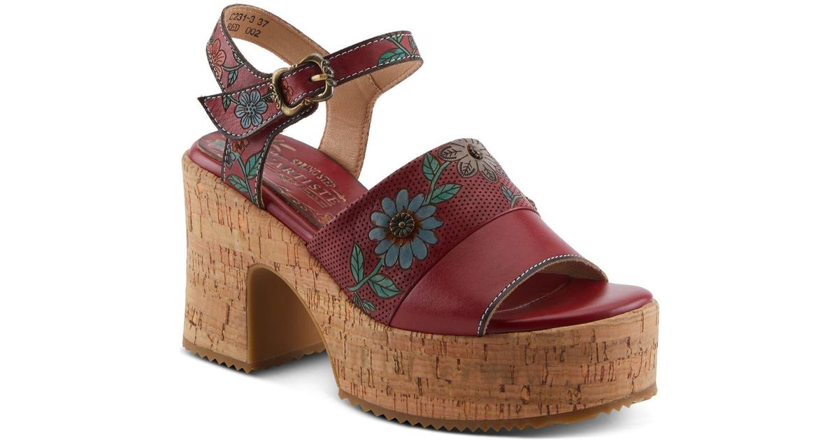 Spring Step Halena Platform Sandal in Red | Lyst