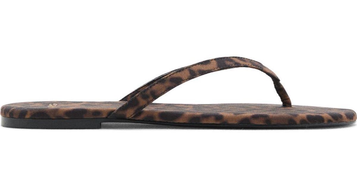 Mango Leopard Print Flip Flop in Brown | Lyst