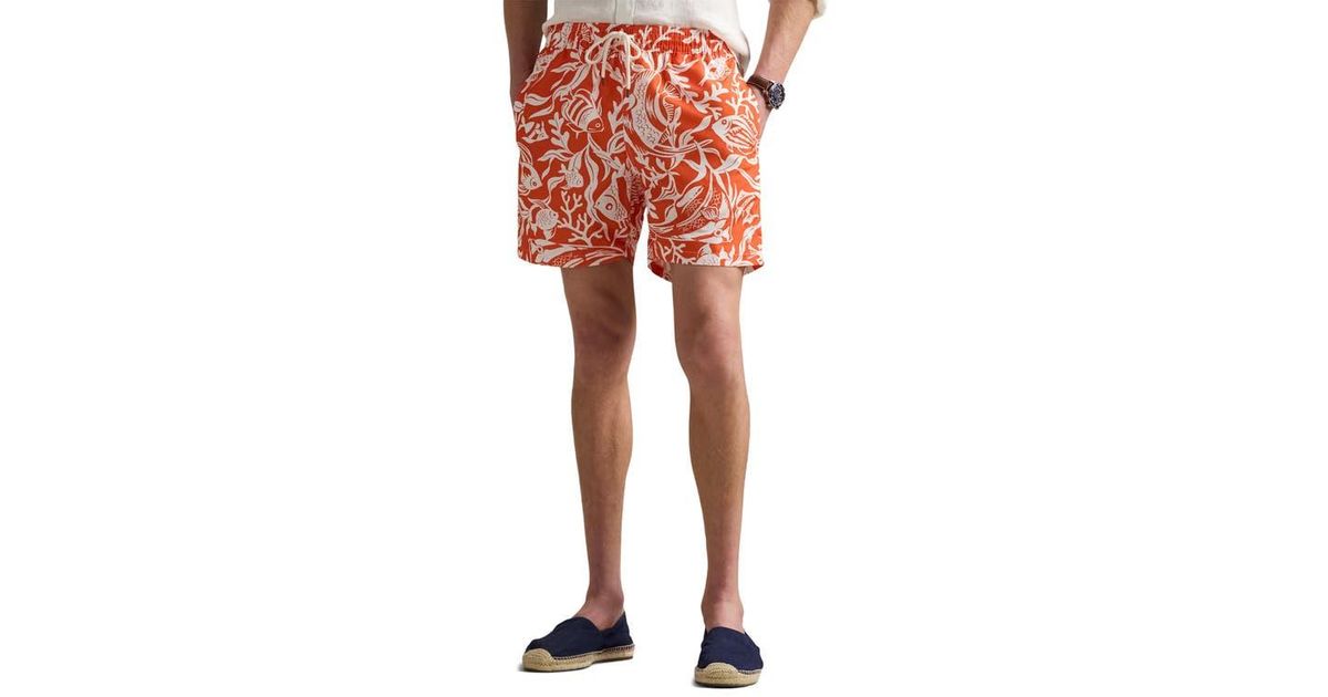 Polo Ralph Lauren Traveler Swim Trunks in Red for Men | Lyst