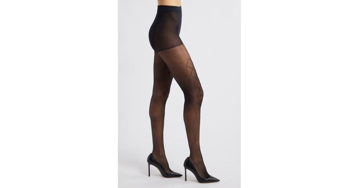 High Heel Jungle Crystal Embellished Sheer Tights in Blue | Lyst