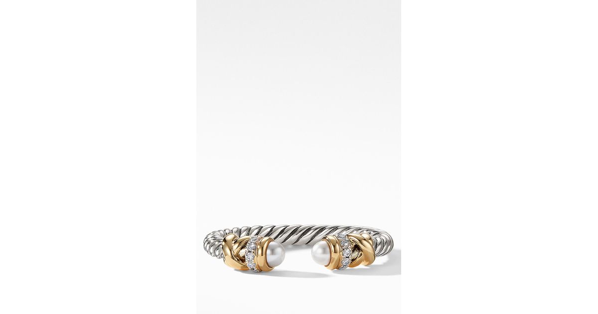David Yurman Petite Helena Open Ring With 18K & Diamonds in White | Lyst