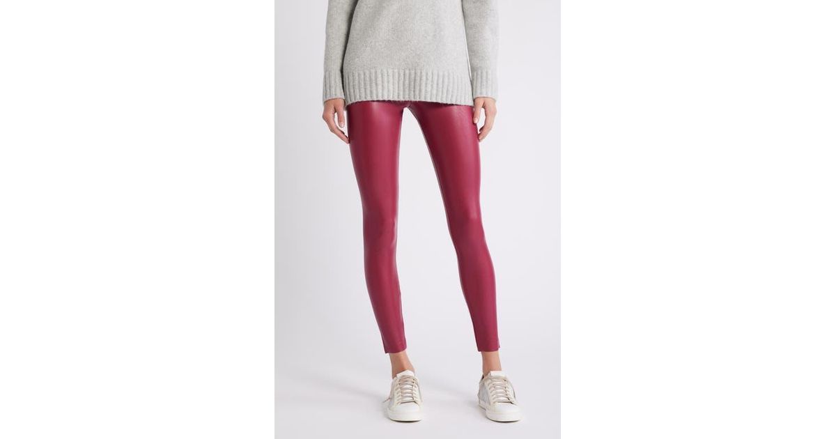 Commando Control Top Faux Leather Leggings in Red | Lyst