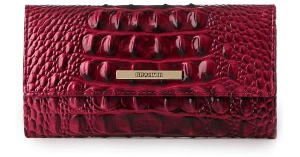 Brahmin Cordelia Croc Embossed Leather Trifold Wallet in Red | Lyst