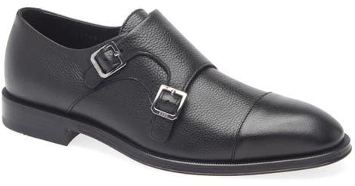 BOSS Derrek Double Monk Strap Shoe in Gray for Men | Lyst