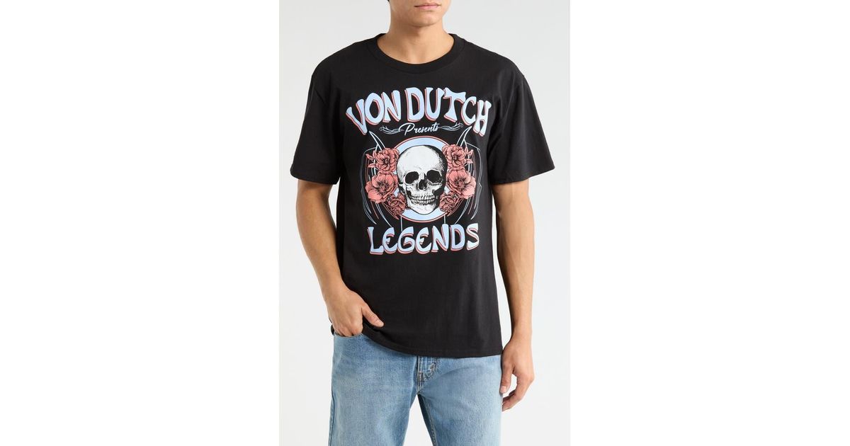Von Dutch Legends Logo Cotton Blend Graphic T-Shirt in Black for Men | Lyst