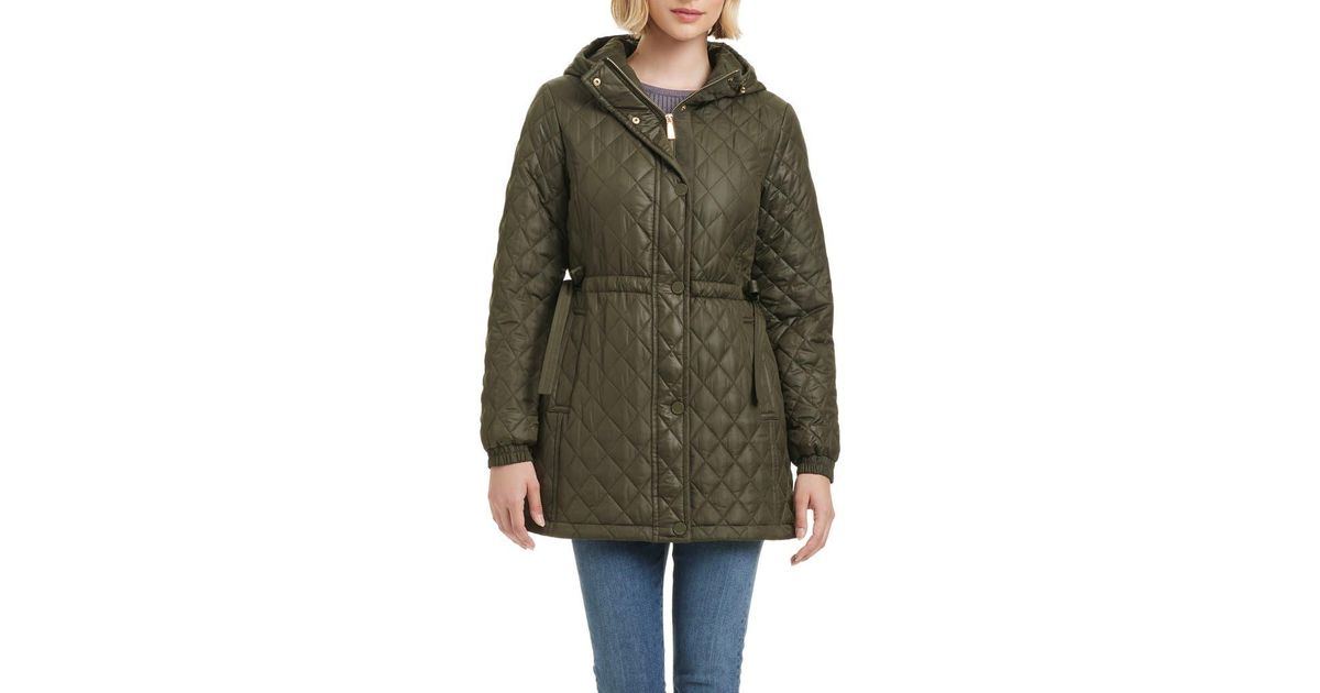 Kate Spade Water Resistant Diamond Quilted Jacket in Green | Lyst