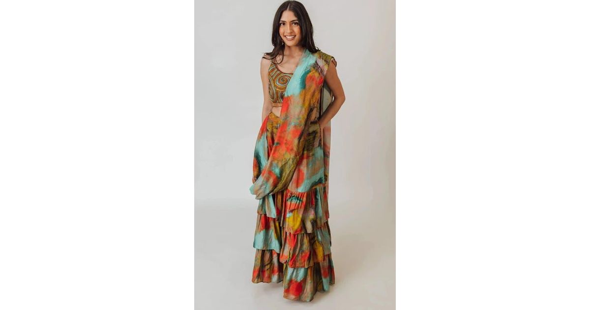 Ras Kahlo Ruffle Saree Dress | Lyst