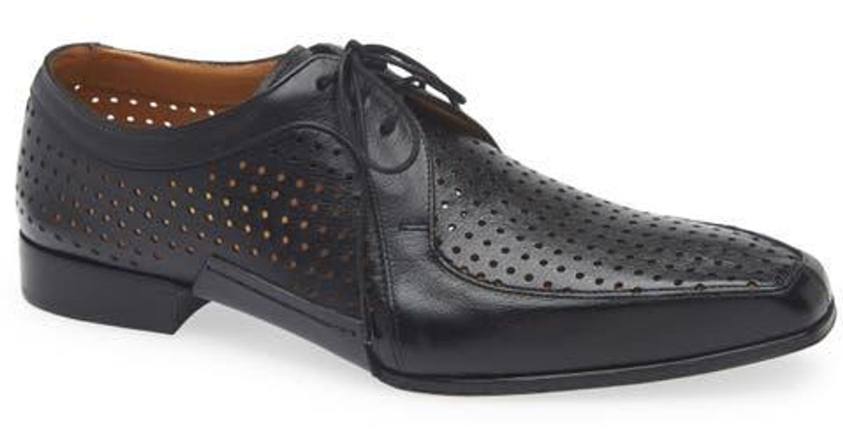 Mezlan Perforated Bike Toe Derby in Gray for Men | Lyst