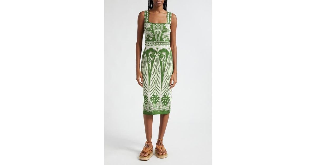 FARM Rio Macaw Jacquard Sweater Dress in Green | Lyst