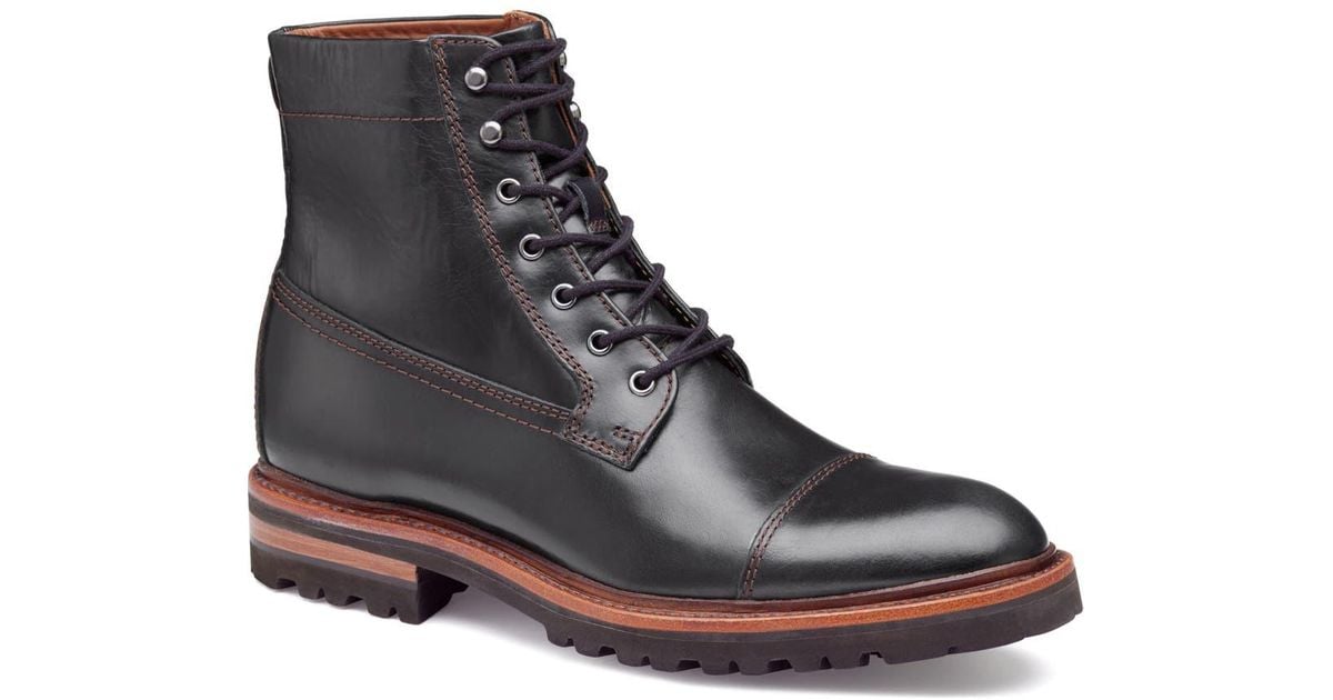 Johnston & Murphy Dudley Water Resistant Lace-Up Boot in Black for Men ...